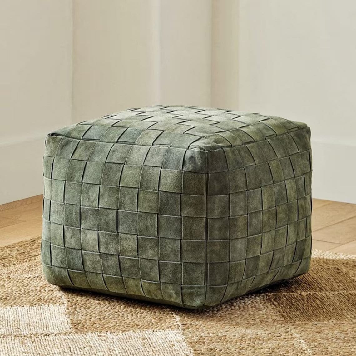 Suede Pouf/leather Pouf /pouf Handcrafted/ottoman Pouf/handmade Puff ...