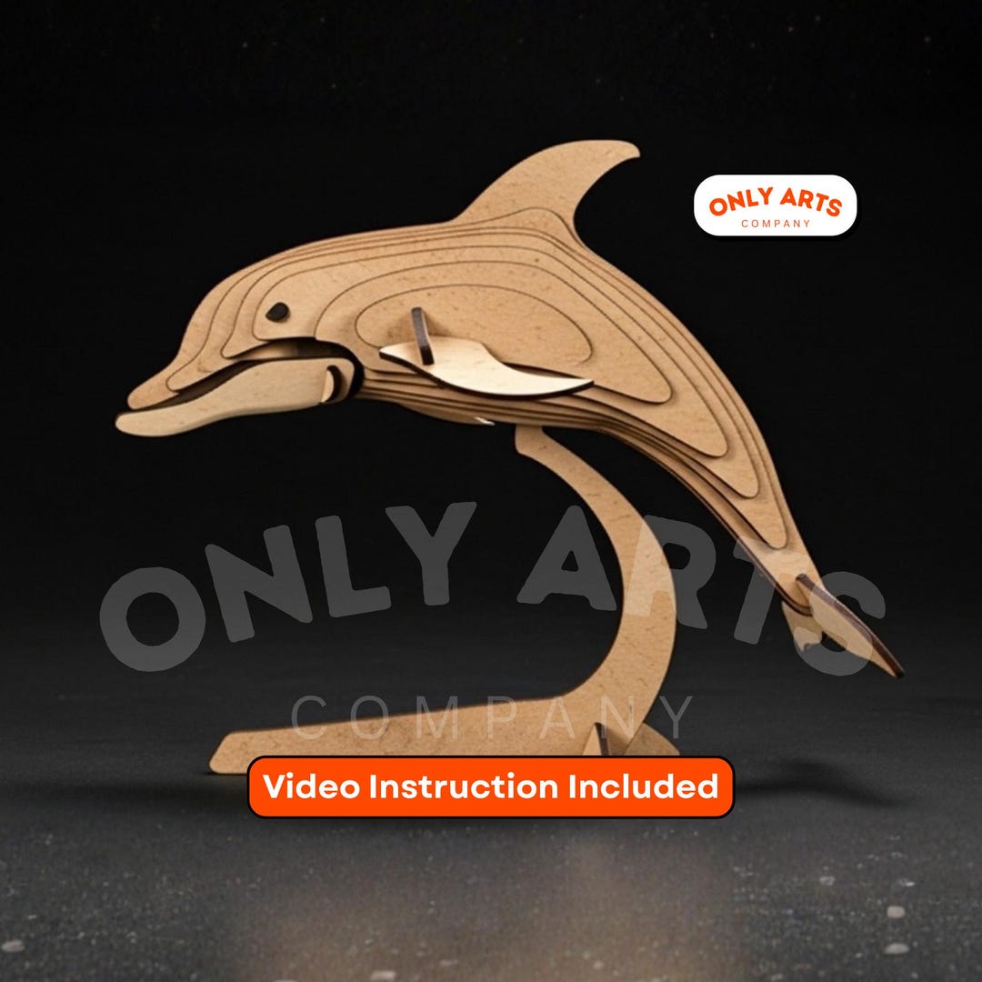Laser Cut Wooden Dolphin 3D Puzzle SVG | Marine Animal Model | CNC ...
