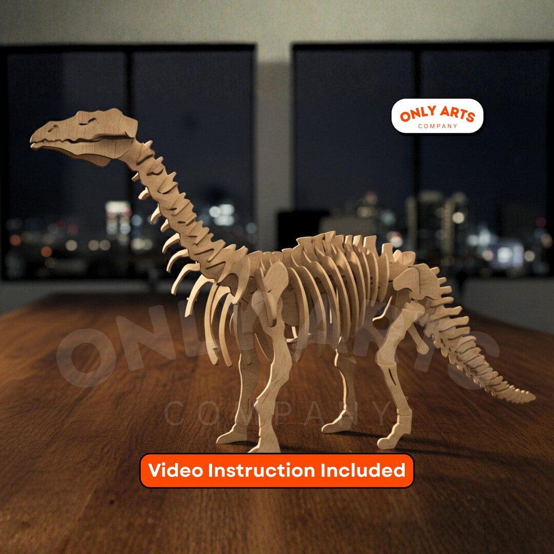 Laser Cut Wooden Brontosaurus 3D Puzzle SVG | DIY Dinosaur Model | CNC ...