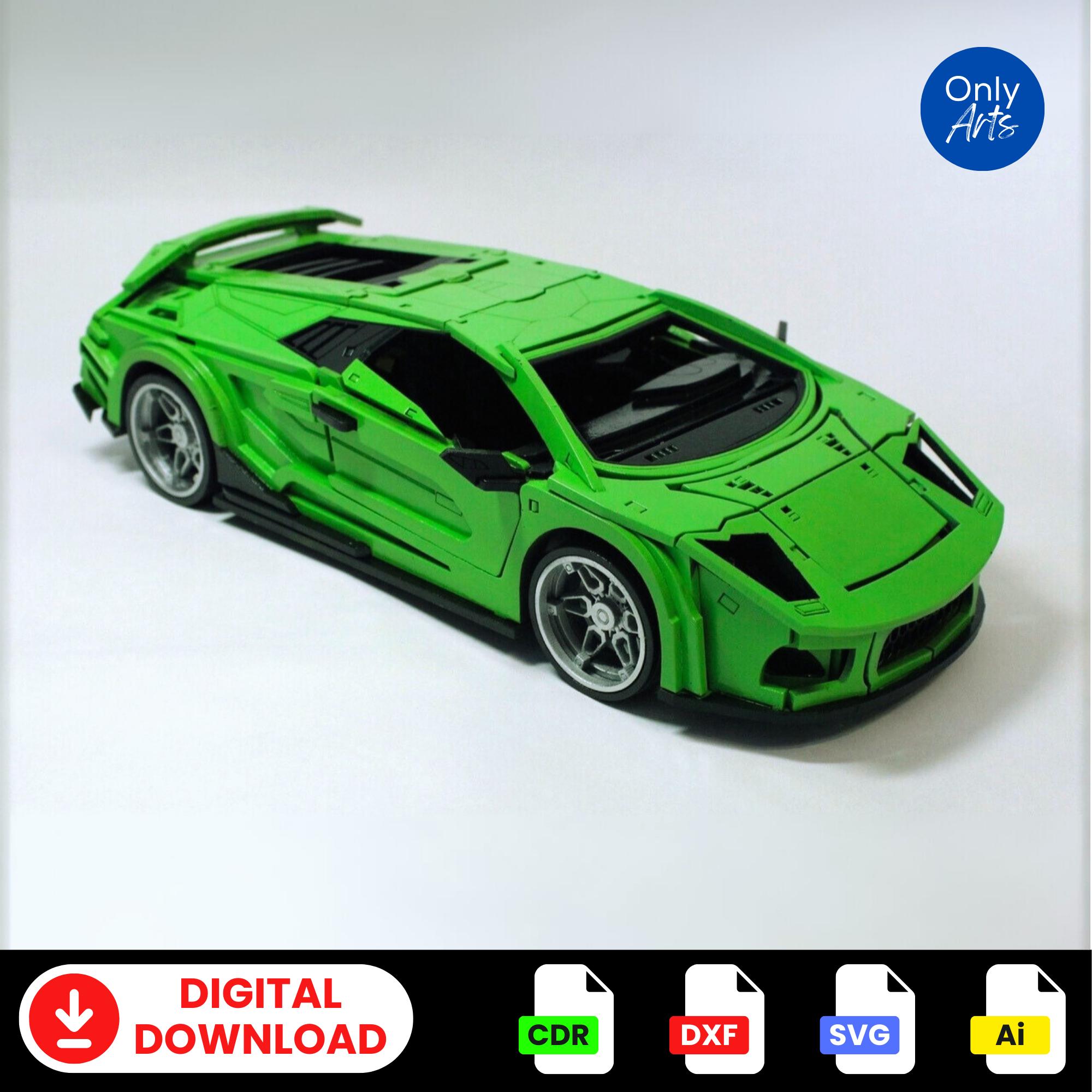 Laser Cut Wooden Lamborghini 3D Puzzle Toy | Digital File for Laser ...