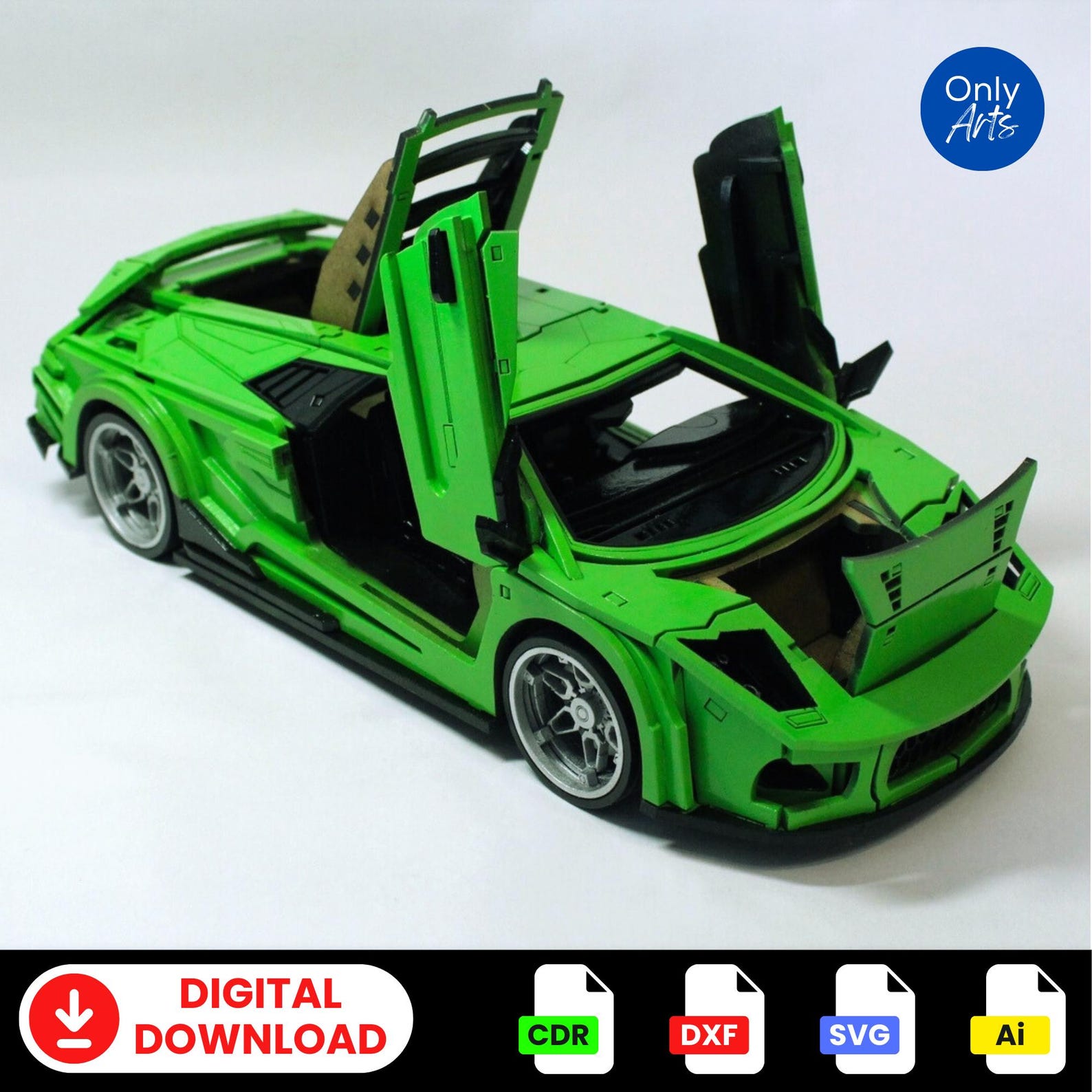 Laser Cut Wooden Lamborghini 3D Puzzle Toy | Digital File for Laser ...