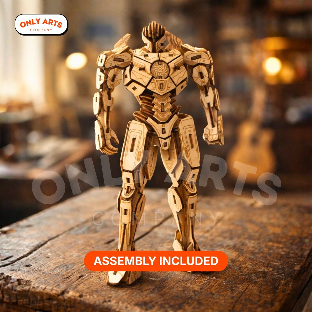 Wooden Mech Robot 3D Puzzle Laser Cut File | Futuristic Action Figure ...