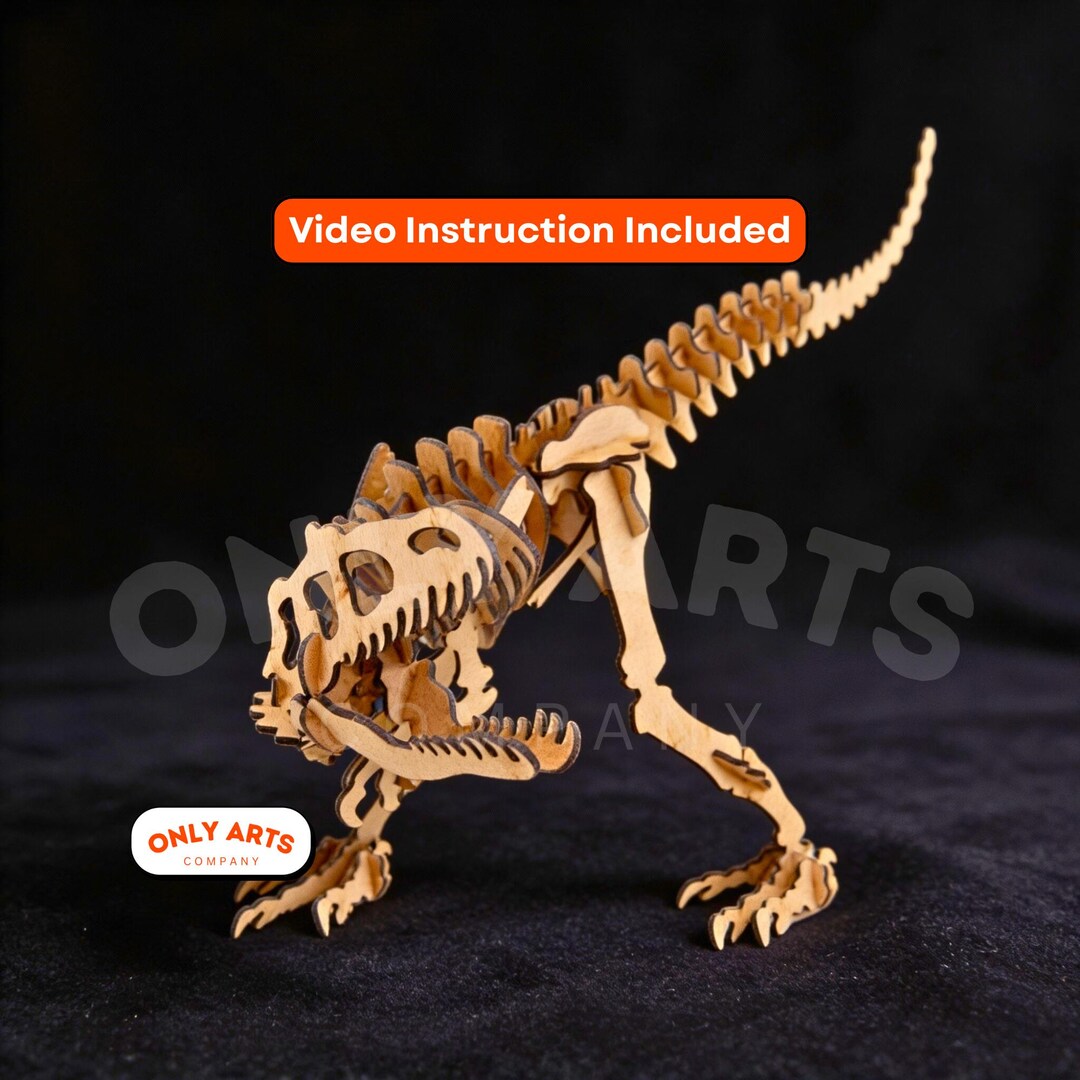 Laser Cut Wooden Allosaurus 3D Puzzle SVG | DIY Dinosaurs Model | CNC ...