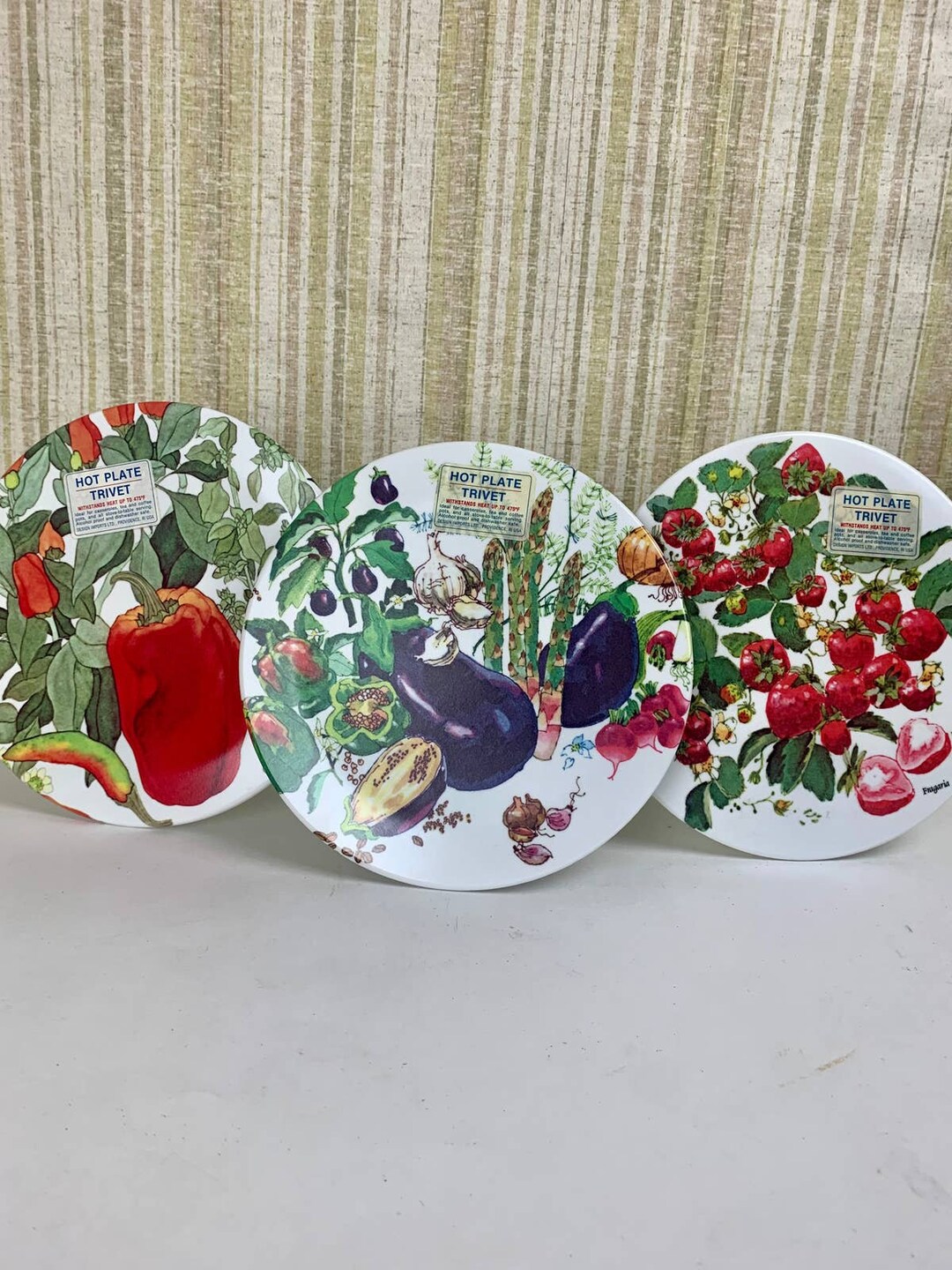 Fruit & Veggies Hot Plate Trivets - Set of 3 - Etsy