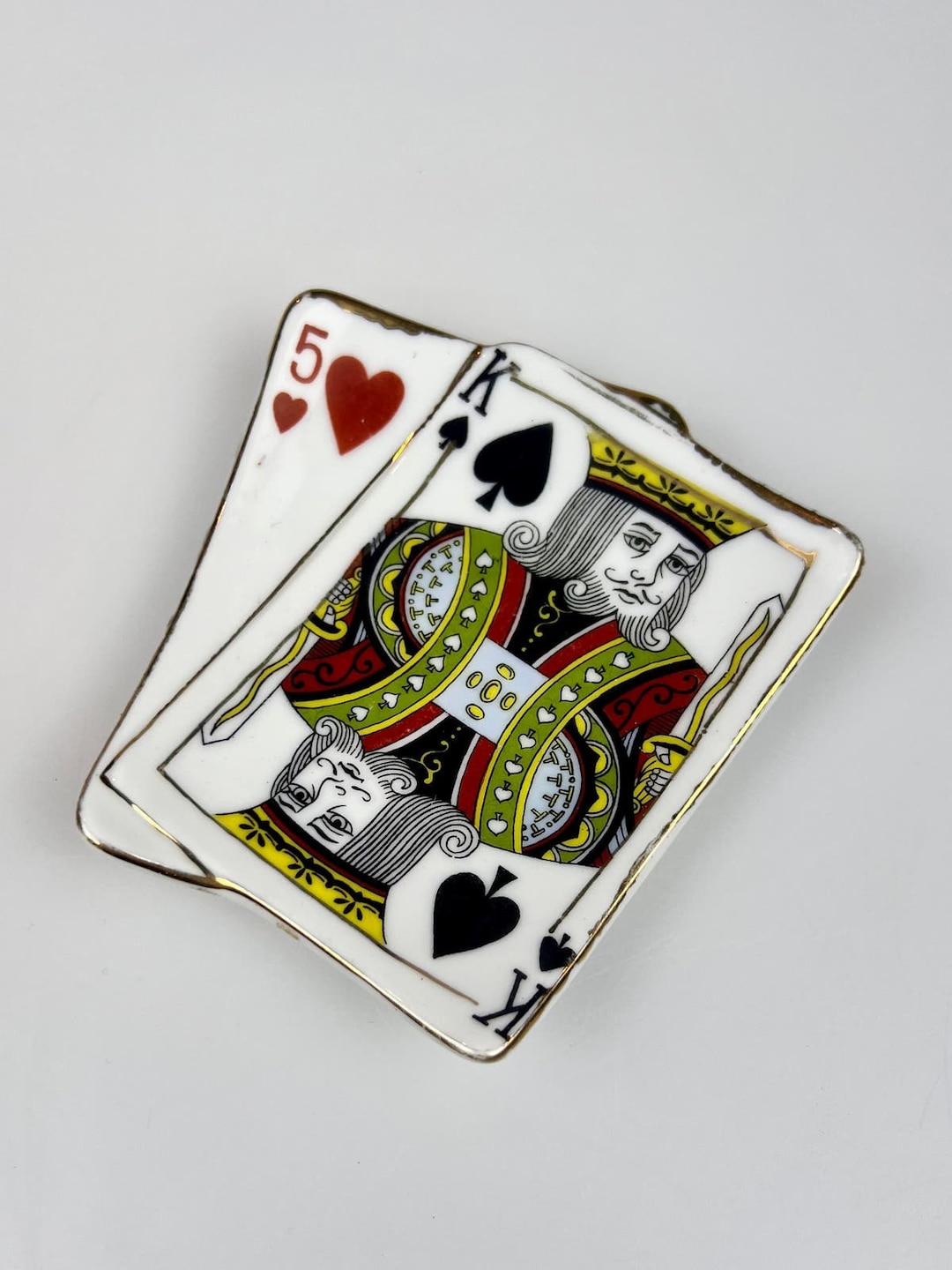 Vintage Porcelain Playing Cards Trinket Dish | Retro Ashtray | King ...
