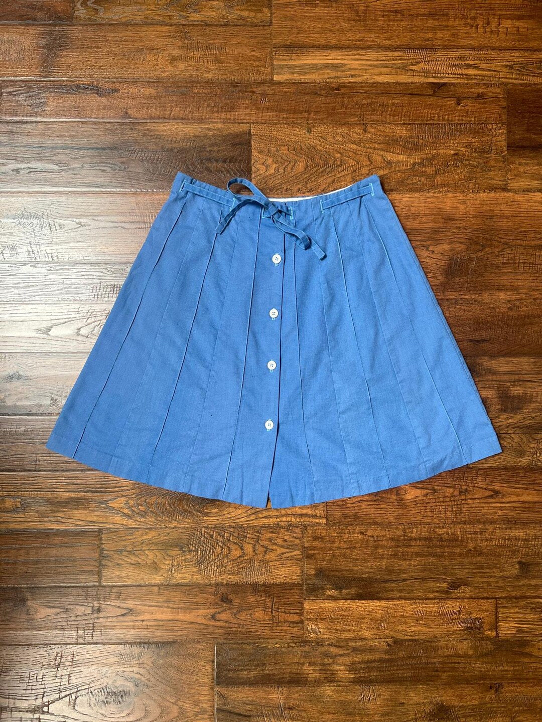 Vintage Clothing - Tie Waist Circle Skirt - Button Front - Light Denim ...
