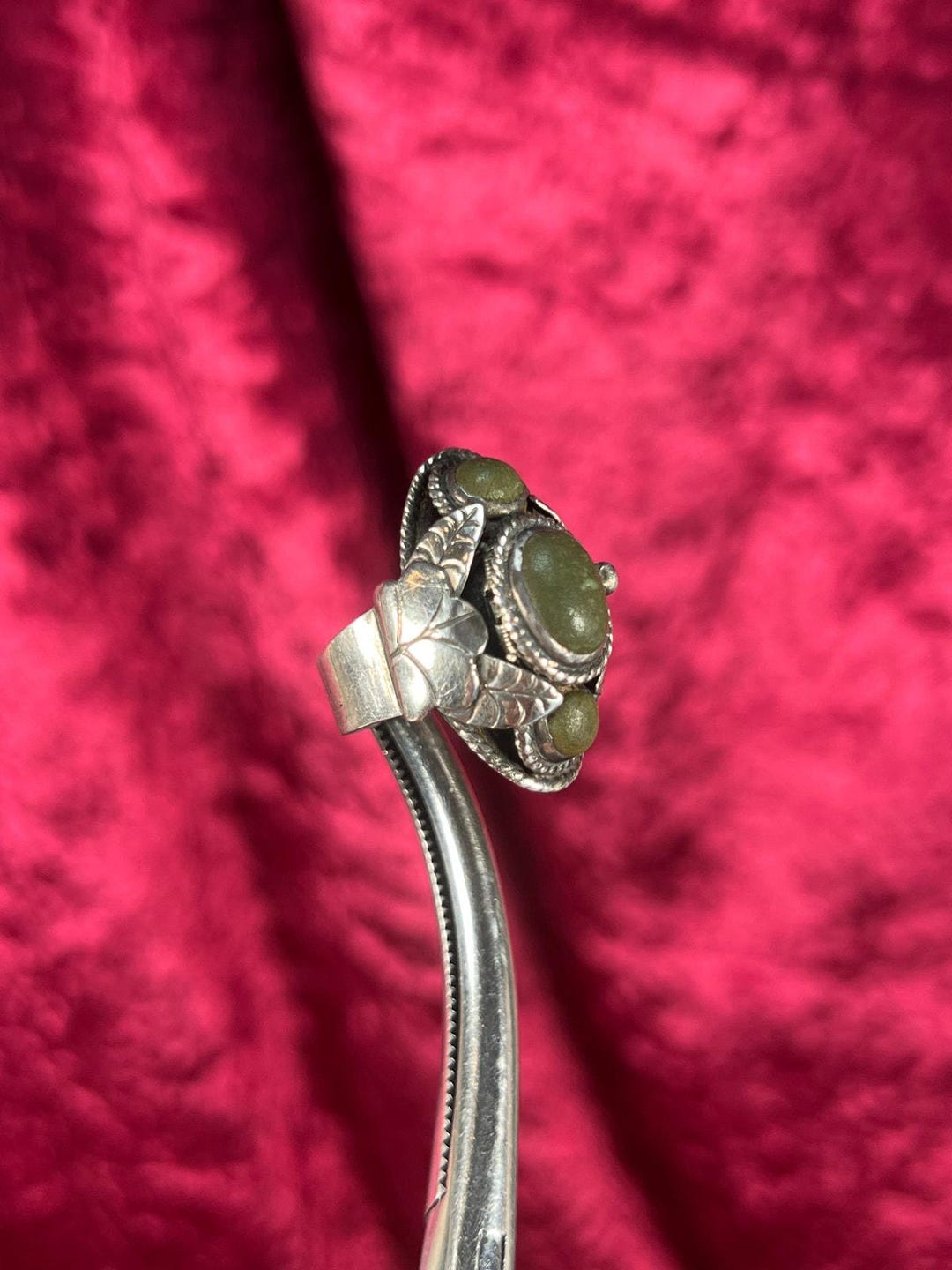 Vintage Jewelry - Adjustable Poison Ring - Sterling Silver - Green ...