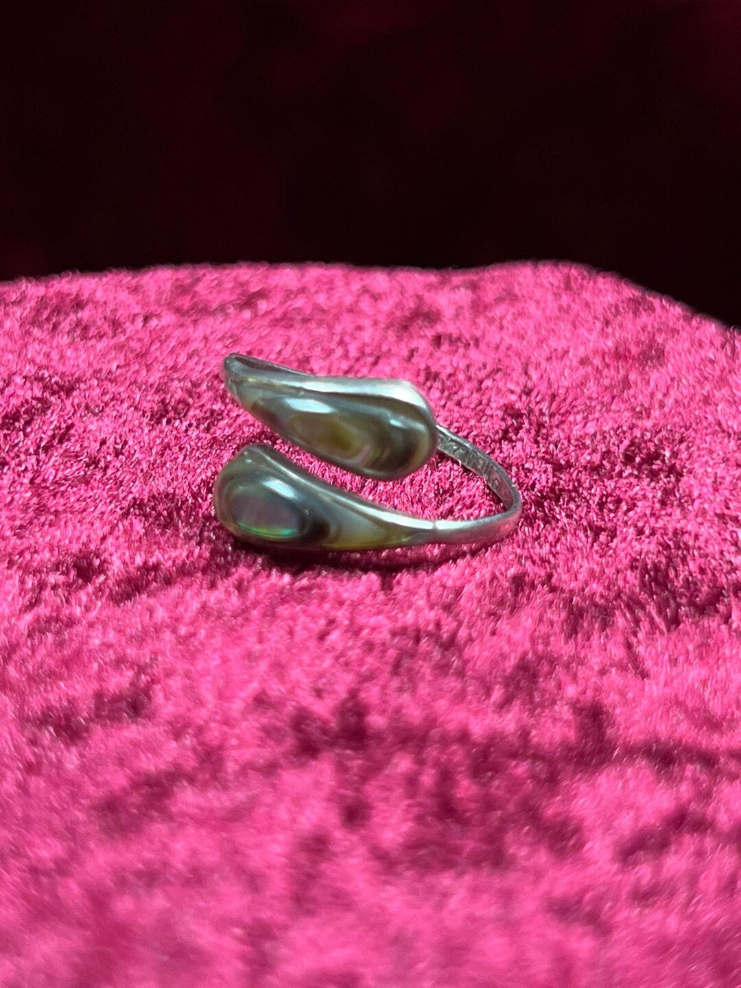 Vintage Jewelry - Bypass Ring - 925 Silver - Inlaid Abalone Shell - 6 ...