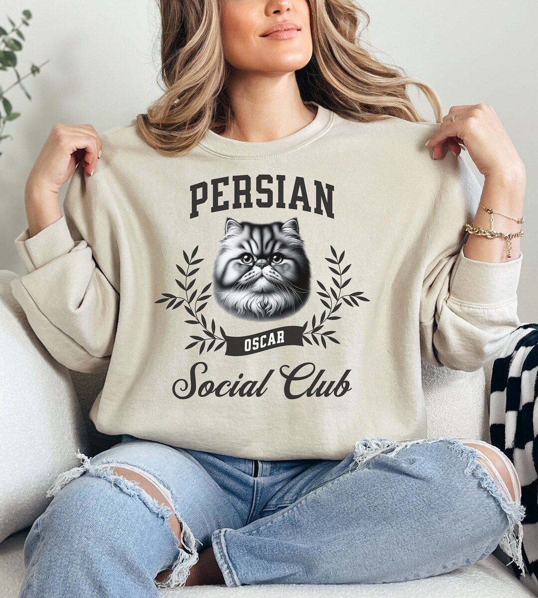 Custom Persian Social Club Sweatshirt, Persian Cat Sweatshirt, Persian ...