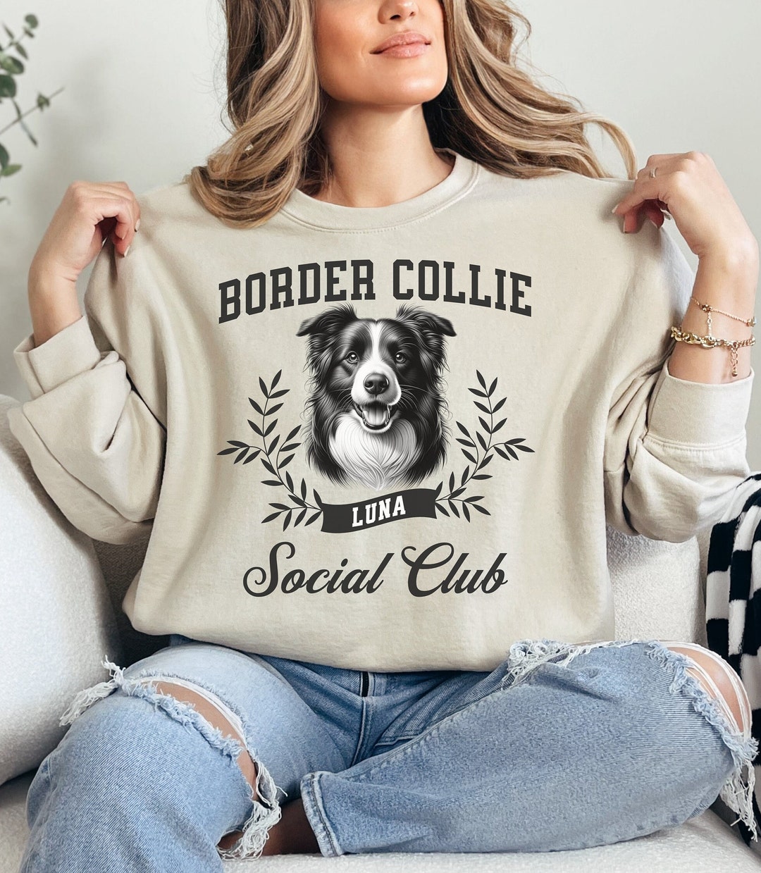 Custom Border Collie Social Club Sweatshirt, Border Collie Sweatshirt ...