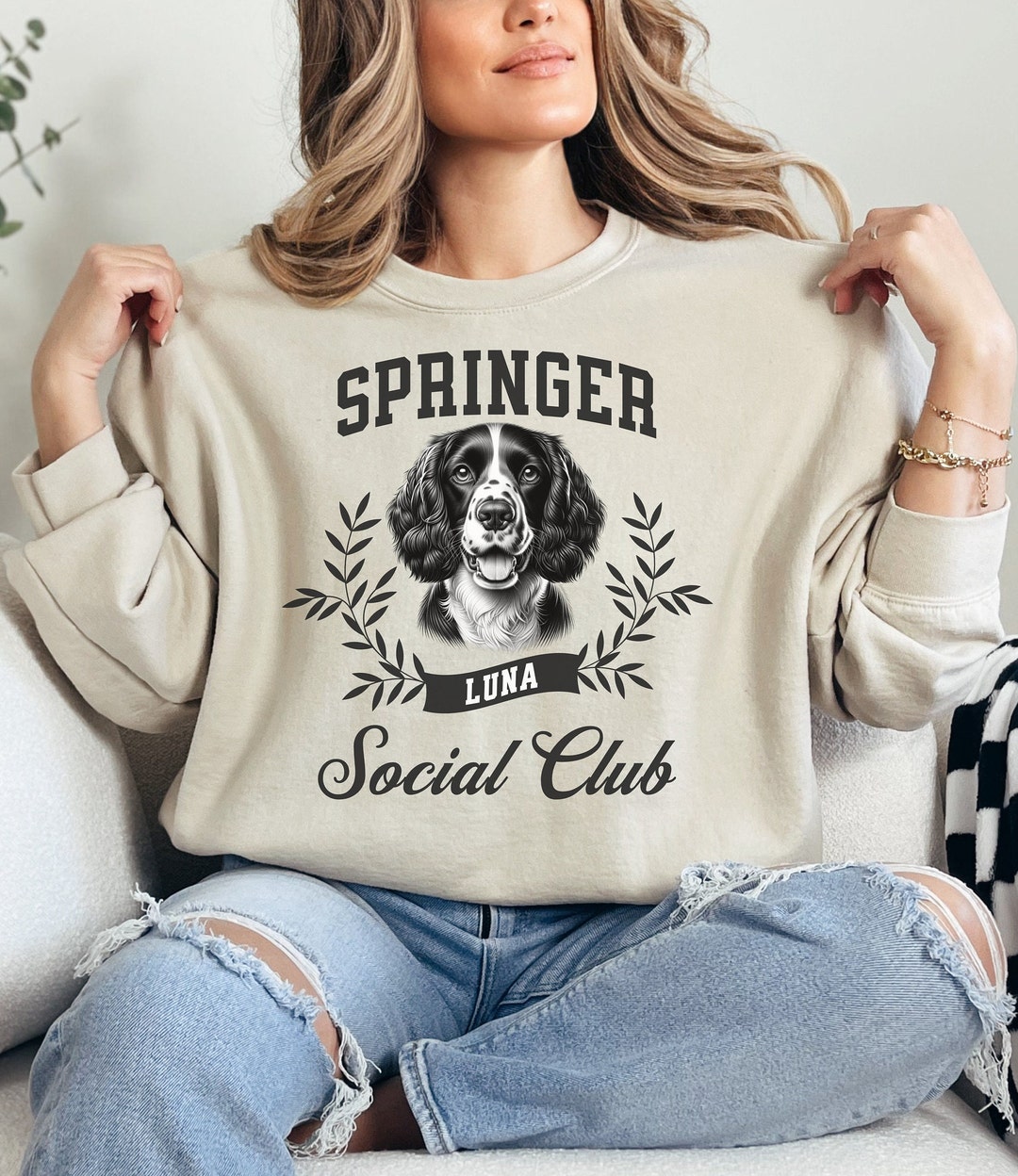 Custom Springer Social Club Sweatshirt, Springer Spaniel Sweatshirt ...