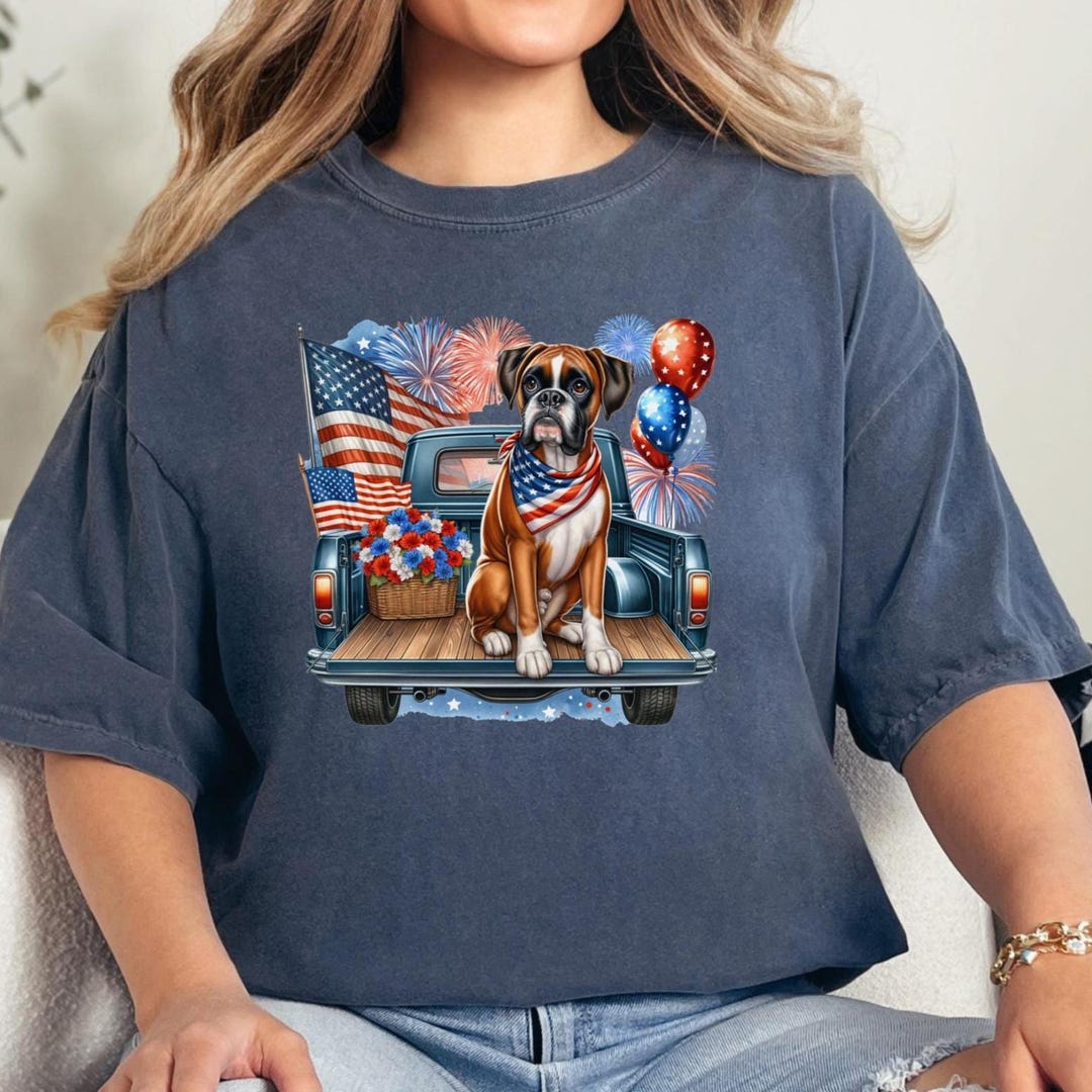 Comfort Colors 4th of July Boxer Shirt, Patriotic Dog Mom T-shirt ...
