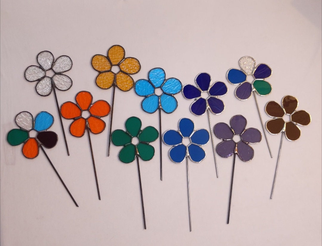 Stained Glass Plant Stakes Flower Plant Stake Plant Décor - Etsy