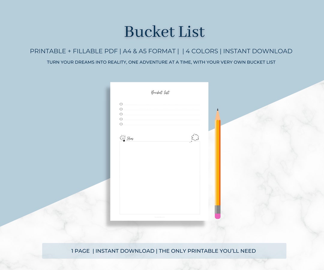 Bucket List | With Brainstorm Section | to Do List Design | 5 Lines ...