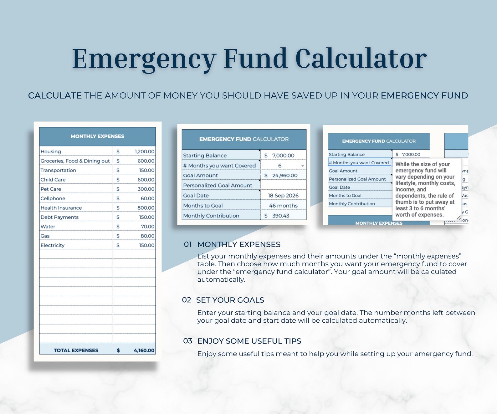 Sinking Funds Tracker, Emergency Fund Calculator, Google Sheets ...