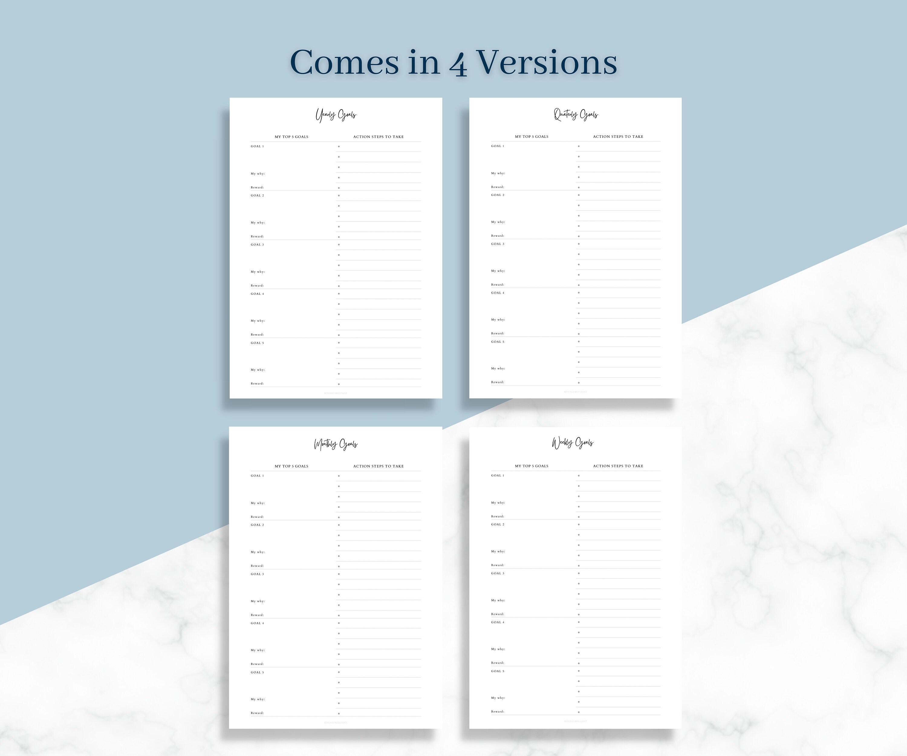 Yearly Top 5 Goals Overview - Etsy