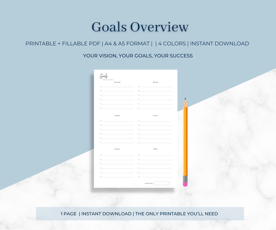 Goals Overview | Planner | to Do List Design | Personal Development ...