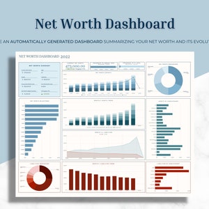 Multi-year Net Worth Dashboard, Annual Net Worth Tracker Spreadsheet ...