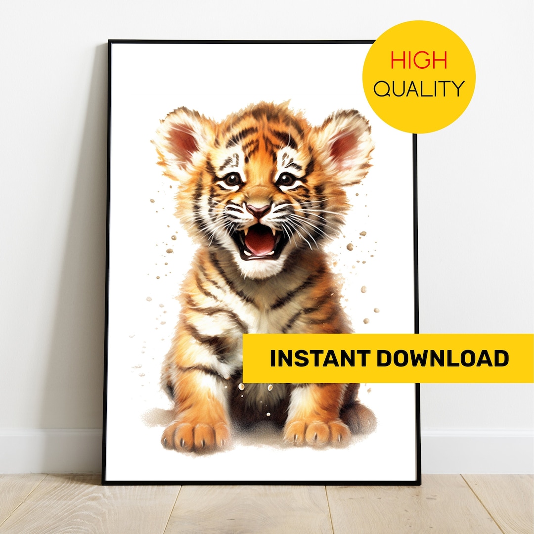 Baby Tiger Print, Safari Nursery Wall Art Decor, Baby Animal Prints ...