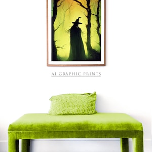 Mystical Witch Halloween Print Ai Wall Art Digital Witchy Fall Home ...