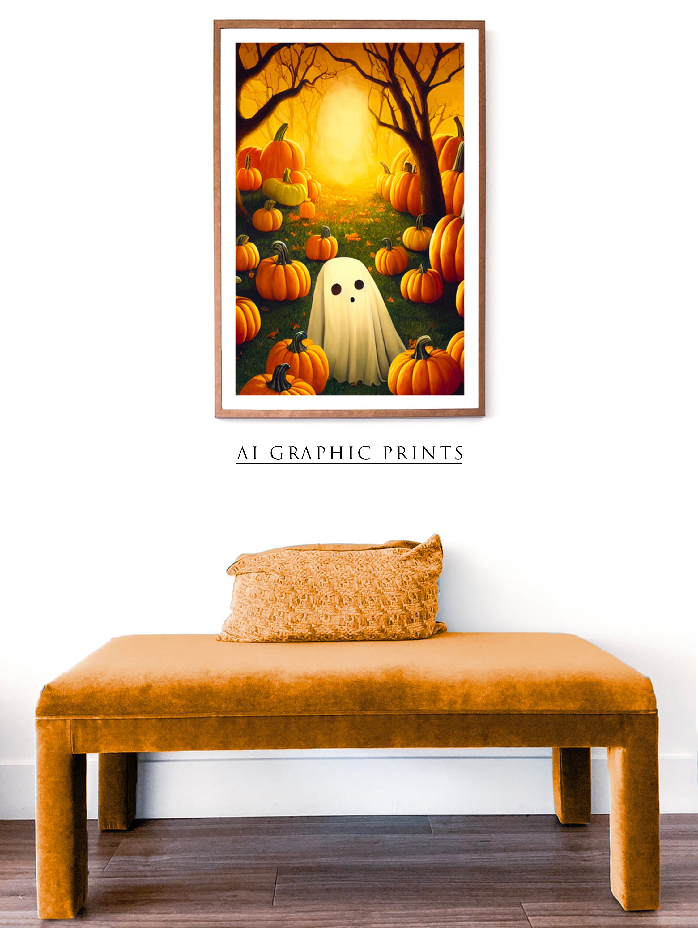Ghost Pumpkin Ai Art Print Halloween, Ghost Ai Wall Art Print, Ghost Ai ...
