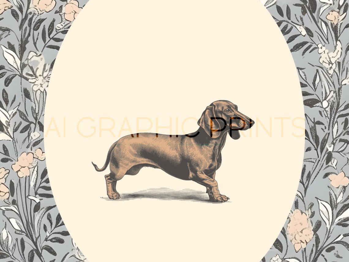 Dog Vintage Print Nursery Decor Dachshund Weiner Dog, Printable Wall ...