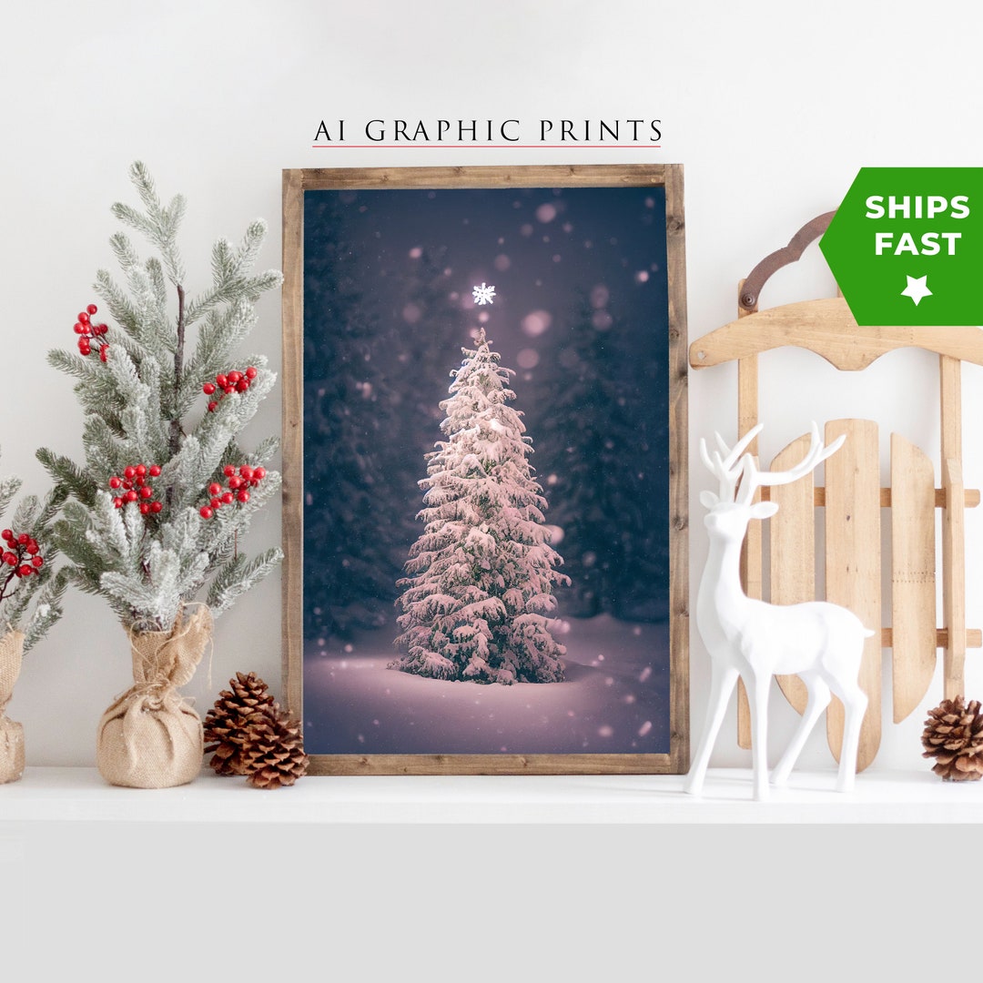 Christmas Tree Art Print Merry Christmas Wall Art Poster - Etsy