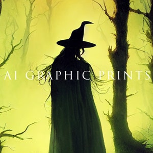 Mystical Witch Halloween Print Ai Wall Art Digital Witchy Fall Home ...