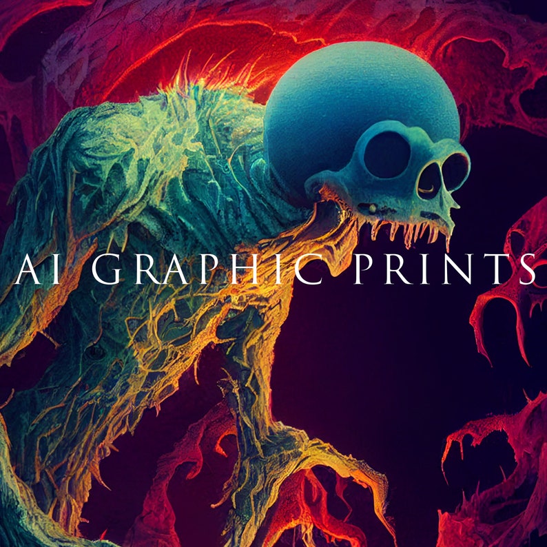 Skeleton Monster Ai Art Print Halloween Skeleton Ai Wall Art - Etsy