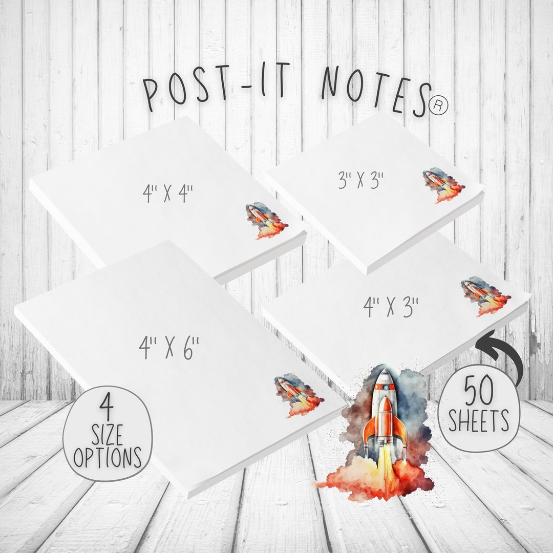Vintage Watercolor Rocketship Post-it® Note Pads, Sticky Notes, Cute ...