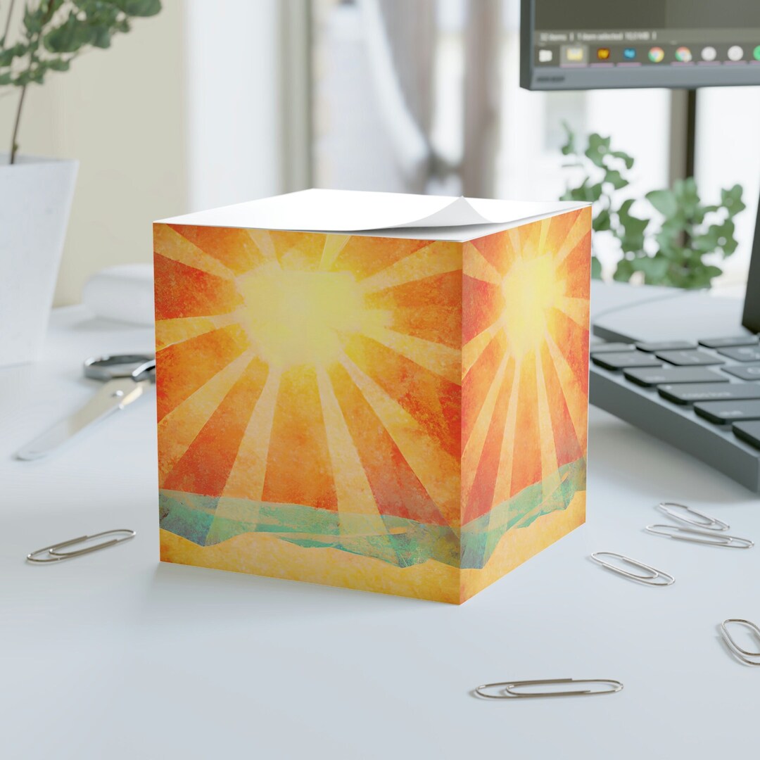 Retro Vintage Beach Sun Rays Sticky Notes, Note Cube, Post It Notes ...