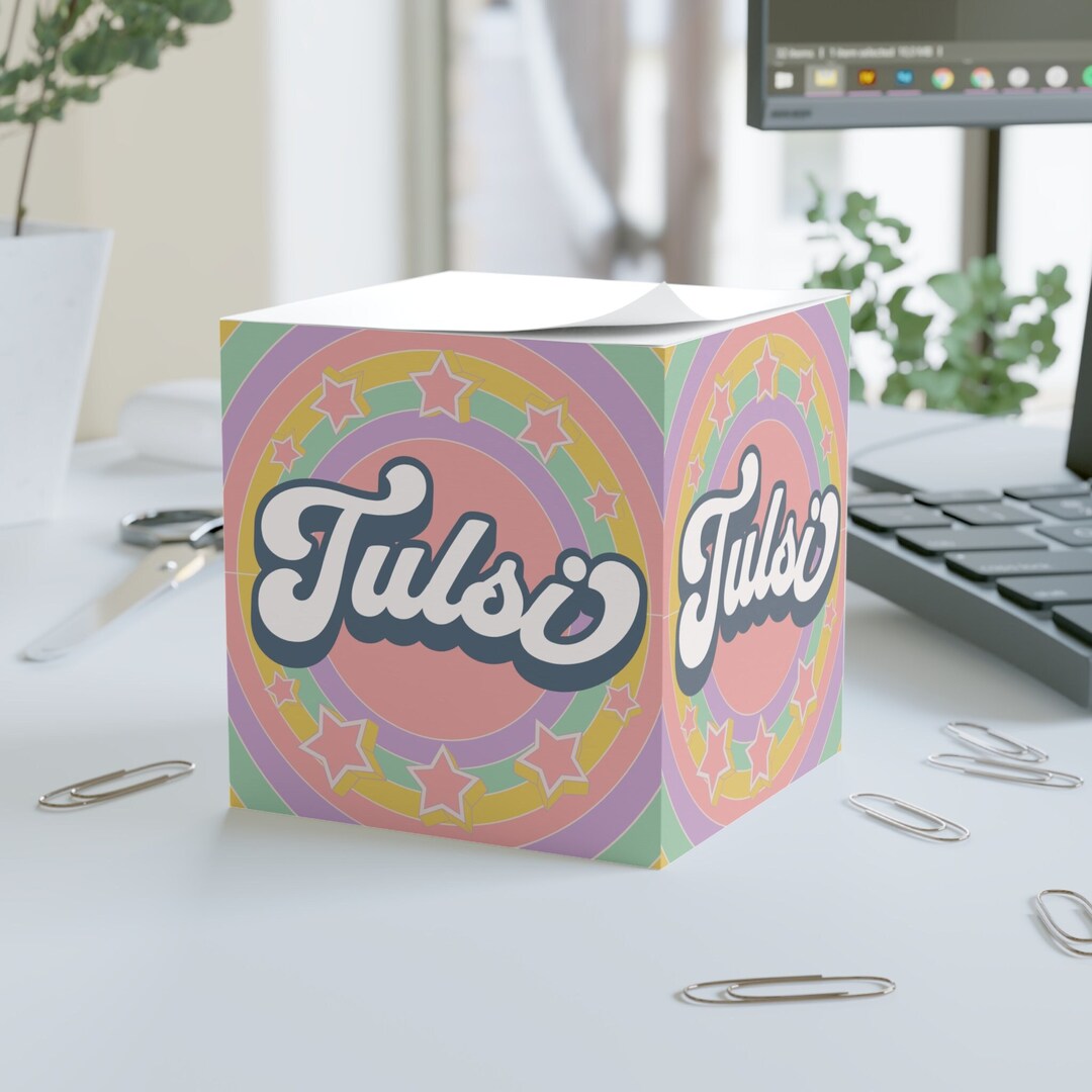 Retro Vibes Personalized Sticky Note Cube, Customized to Do List ...