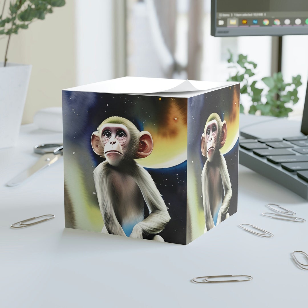 Monkey in Space Sticky Note Cube, Sticky Notes, Office Supplies, Gift ...