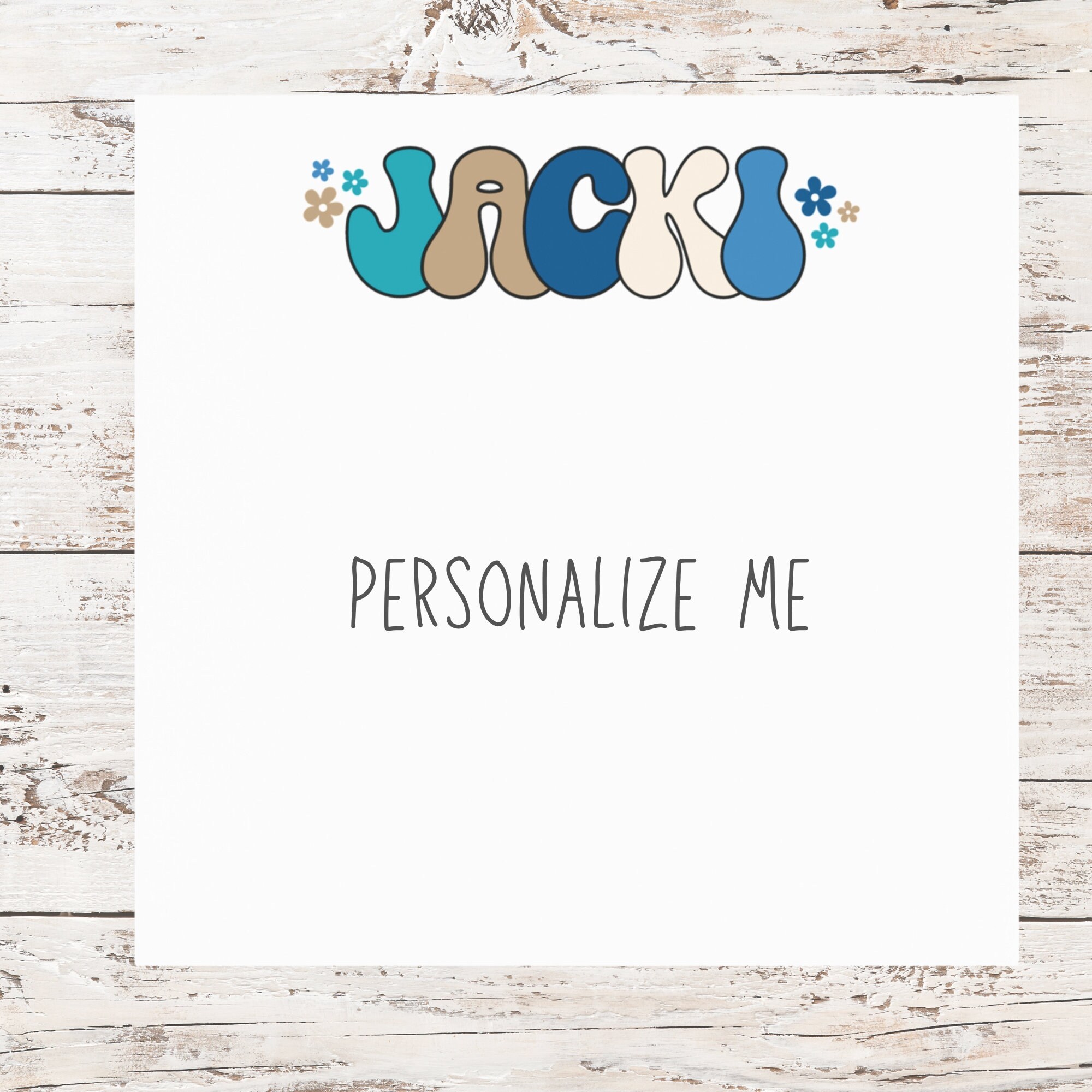 Personalized Post-it Notes, Bubble Letters With Flowers Coastal, Custom ...