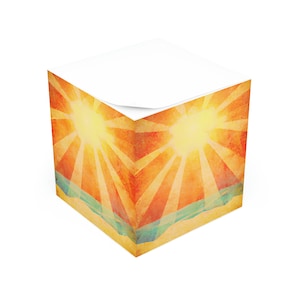 Retro Vintage Beach Sun Rays Sticky Note Cube, Sticky Notes, Cubicle ...