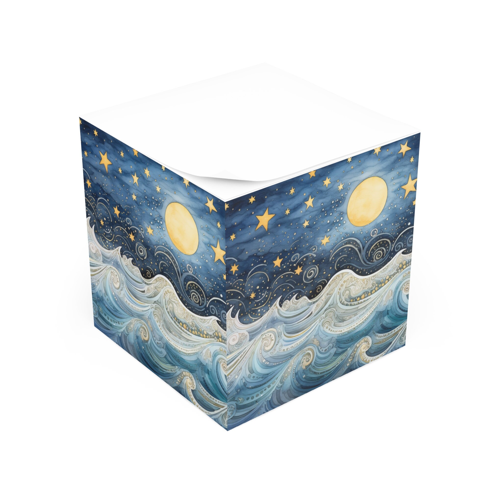 Moon Stars and Waves Sticky Notes, Note Cube, Post It Notes, Home ...