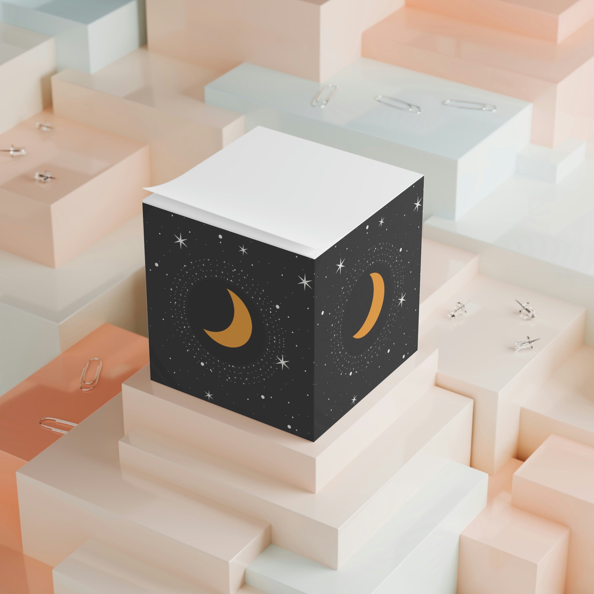 Golden Moon in Space Sticky Notes Note Cube Post-it-notes - Etsy