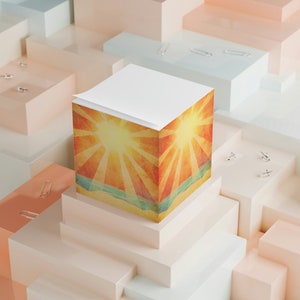 Retro Vintage Beach Sun Rays Sticky Note Cube, Sticky Notes, Cubicle ...