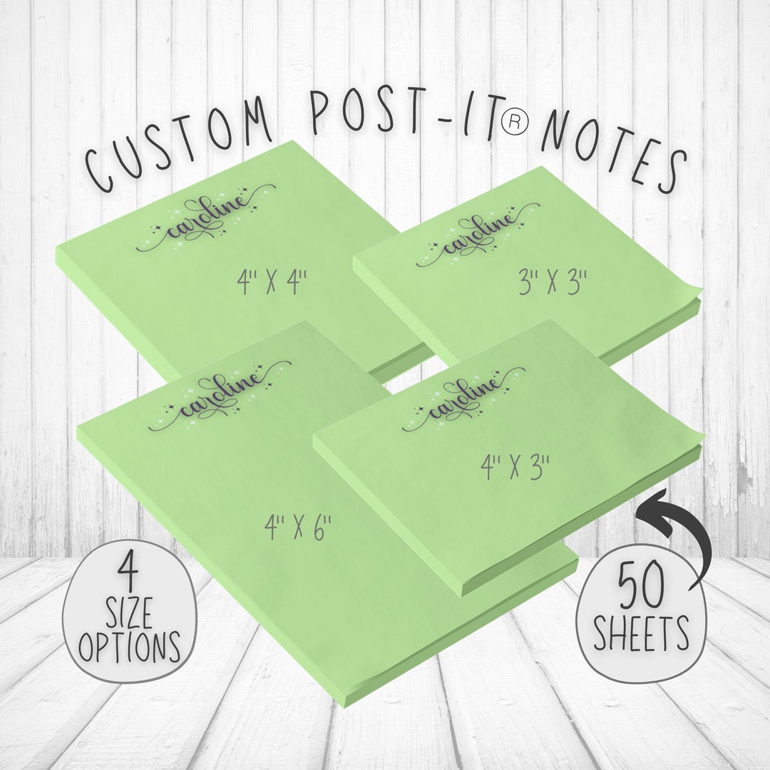 Personalized Post-it® Notes, Elegant Flowing Font and Retro Stars ...