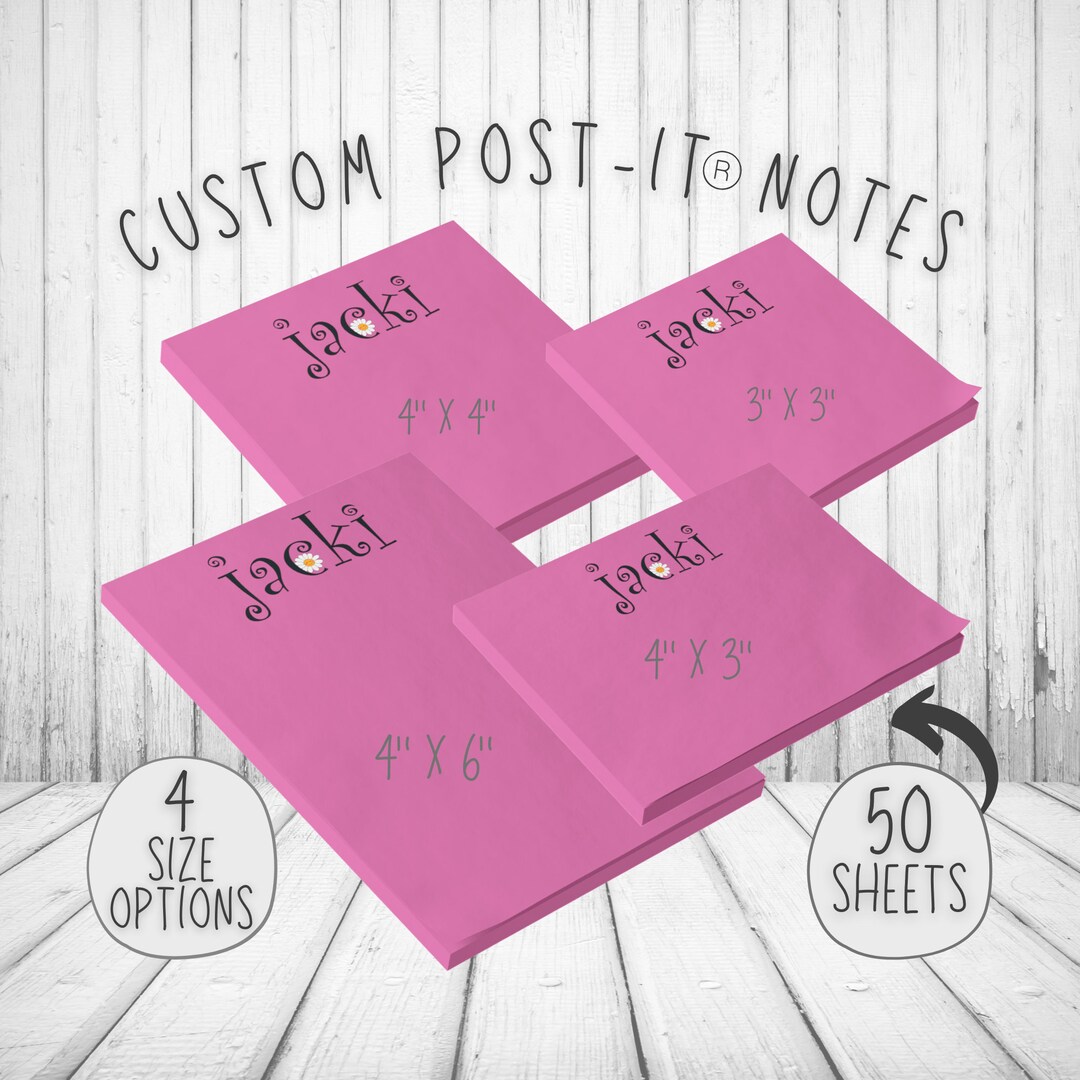 Pink Daisy Personalized Post-it® Notes, Custom Sticky Notes, Cute Note ...