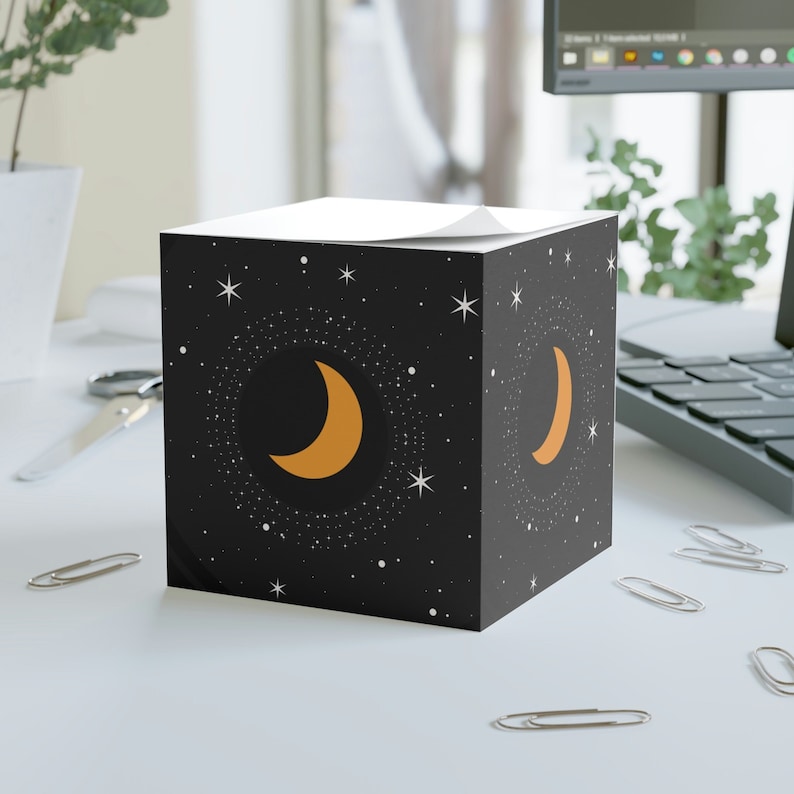 Golden Moon in Space Sticky Notes Note Cube Post-it-notes - Etsy