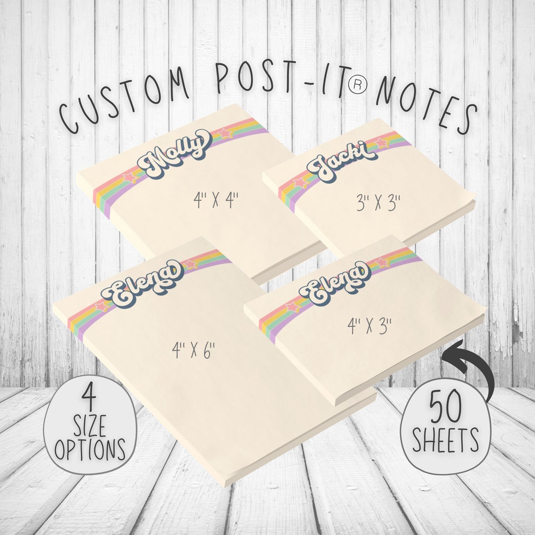 Personalized Post-it® Notes, Retro Groovy Rainbow and Stars, Custom ...