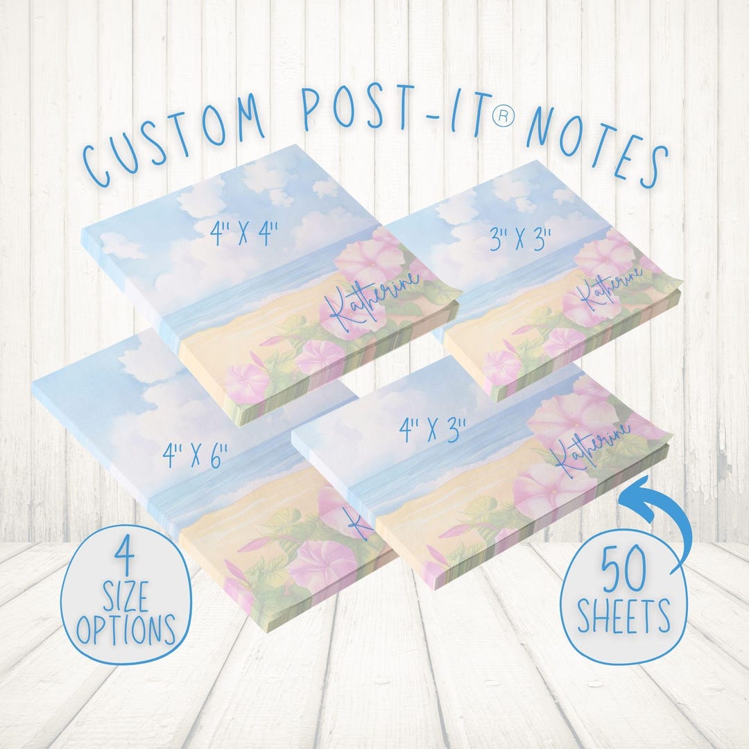 Personalized Post-it® Notes, Beach Morning Glory, Custom Sticky Notes ...