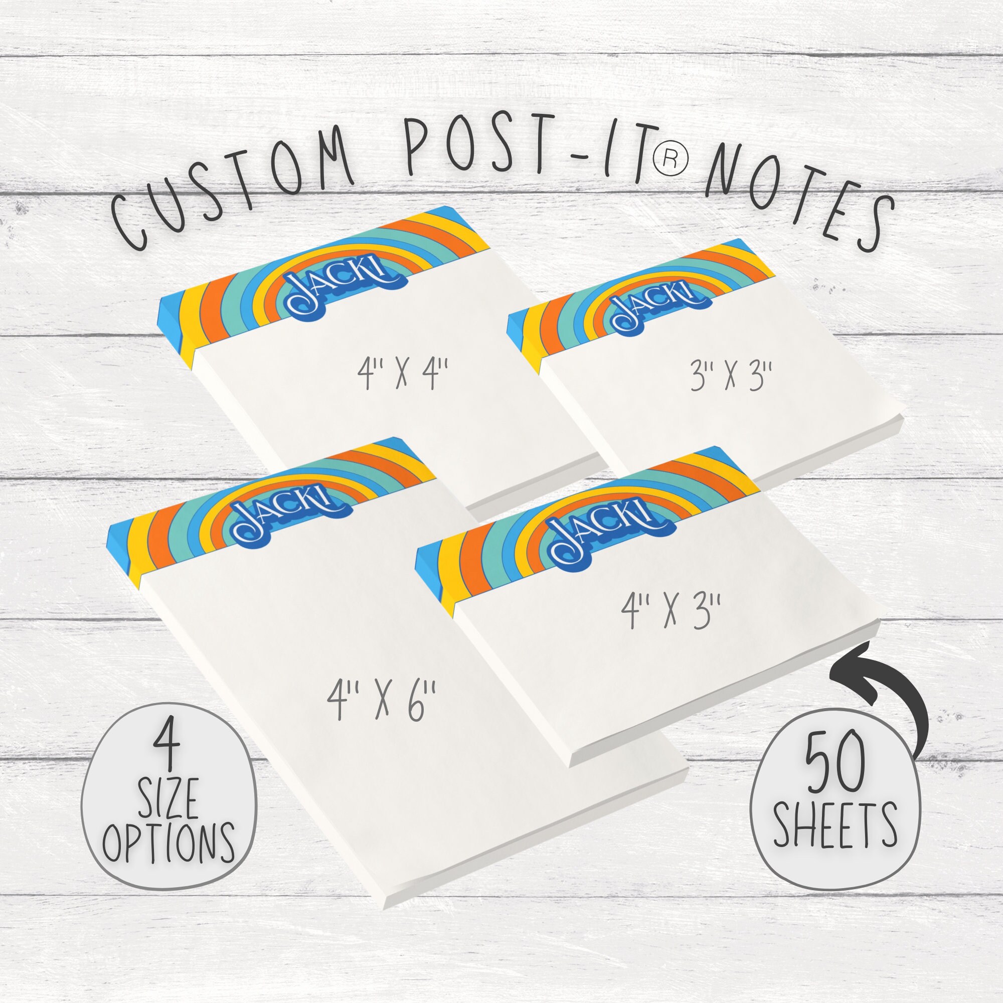 Personalized Post It Notes Colorful Rainbow Gift for Friend - Etsy