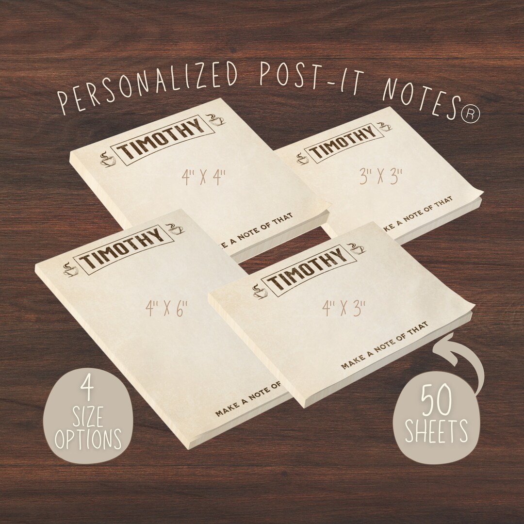 Personalized Post-it Notes, Coffee Lover Gift for Him, Custom Sticky ...