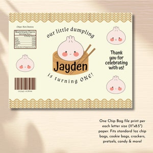 Editable Bao Chip Bag Template | Dumpling Theme Birthday Party | Bao ...