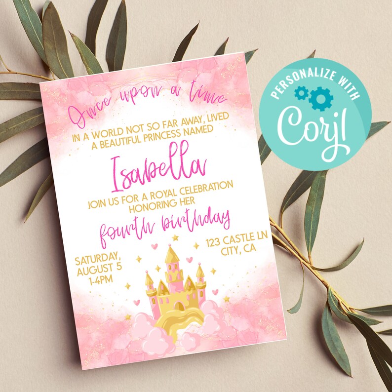 Editable Princess Birthday Invitation Template Princess Party Theme ...