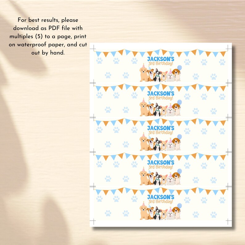 Editable Puppy Water Bottle Label Template | Let's Pawty! Dog Theme ...
