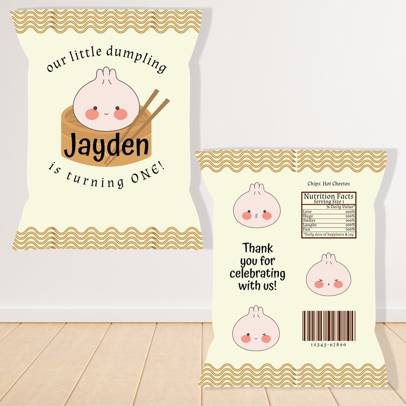 Editable Bao Chip Bag Template | Dumpling Theme Birthday Party | Bao ...