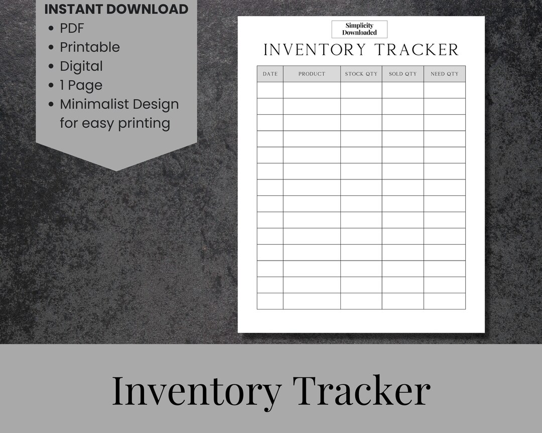 Minimalist Inventory Tracker Page // Printable Planner Pages, Budget ...